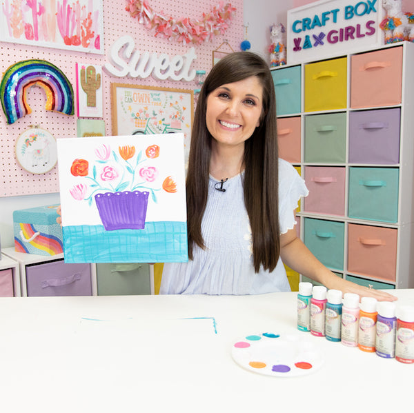 Easy Kids Paint Along Floral Vase – Craft Box Girls