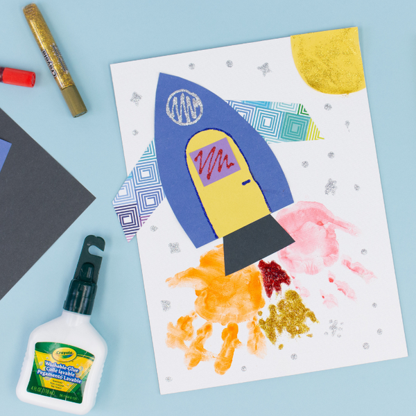 Space Week: Rocket Ship Handprint Canvas – Craft Box Girls